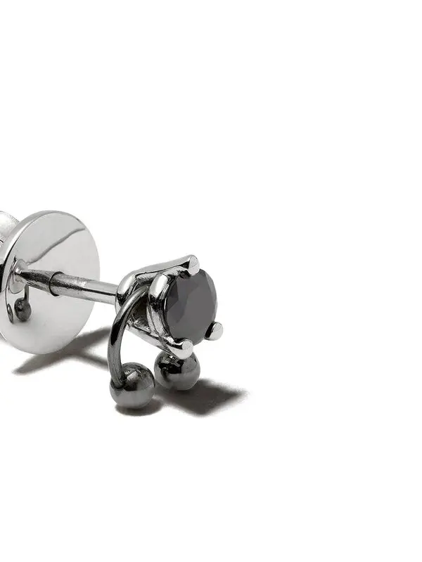 Delfina Delettrez Exclusive Two In One Pierced Black Diamond Stud - Silver