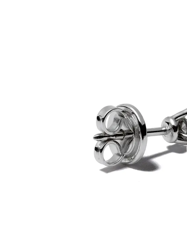 Delfina Delettrez Exclusive Two In One Pierced Black Diamond Stud - Silver