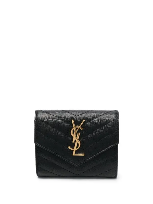 Saint Laurent Monogram Compact Tri-fold Wallet - Black