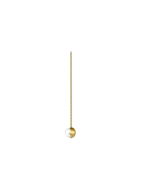 Shihara Half Pearl Chain Earring 90 - Metallic