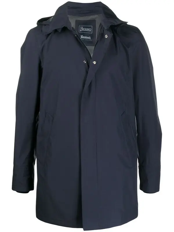 Herno Hooded Raincoat - Blue
