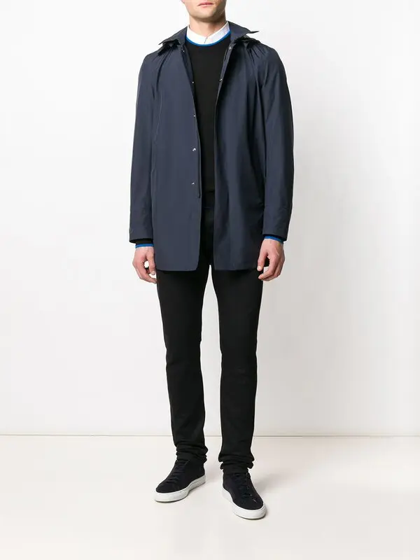 Herno Hooded Raincoat - Blue