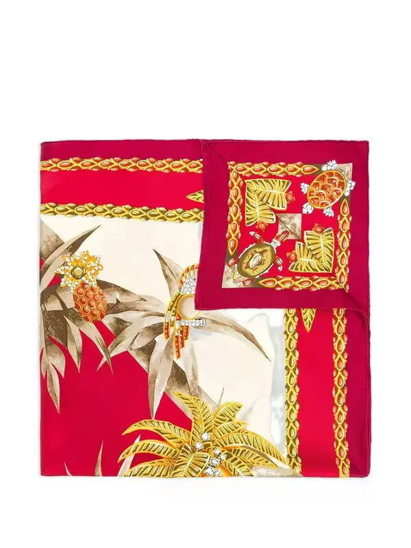 CARTIER 1990s Tropical-print Scarf - Red