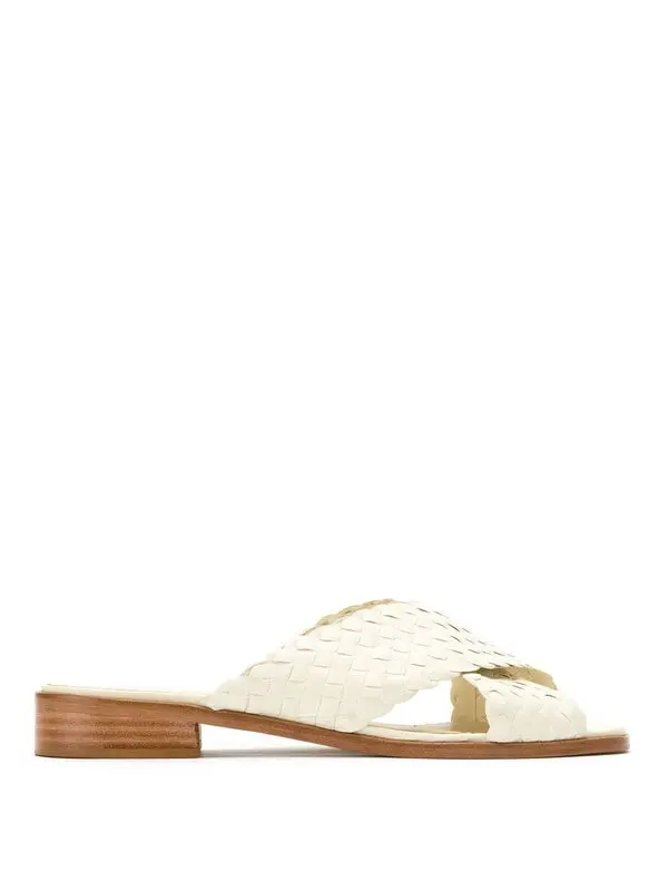 STUDIO CHOFAKIAN Leather Flat Sandals - White