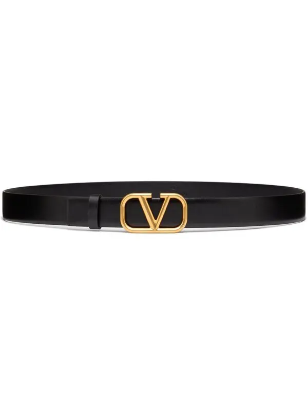 Valentino Garavani Vlogo Signature Leather Belt - Black