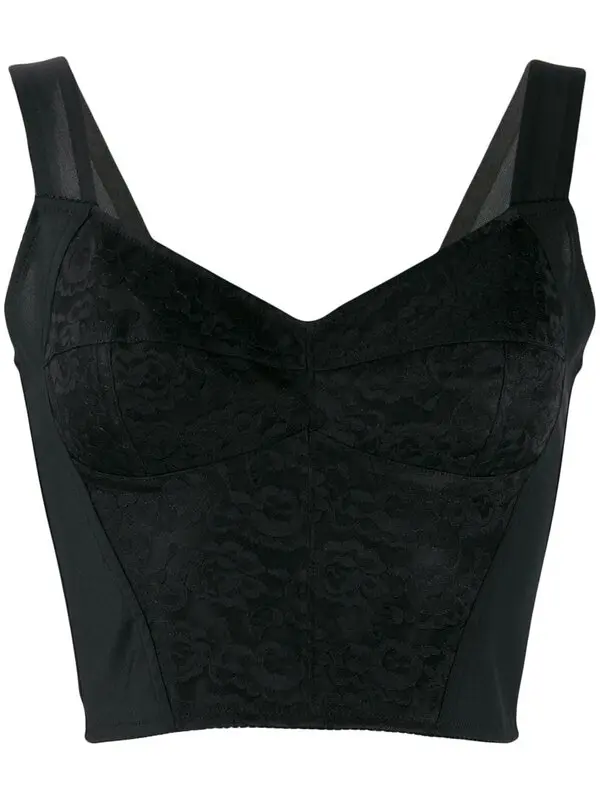 Dolce & Gabbana Jacquard Corset Bustier - Black