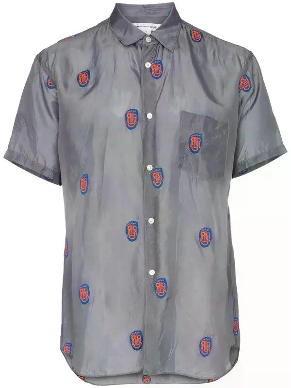 Comme Des Garçons Mask Embroidered Short-sleeved Shirt