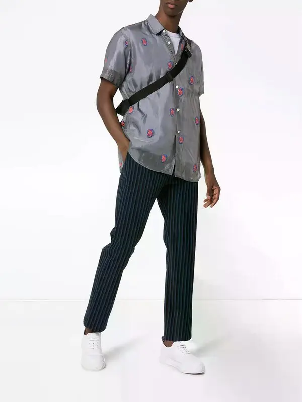 Comme Des Garçons Mask Embroidered Short-sleeved Shirt