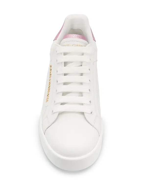 Dolce & Gabbana Portofino Leather Sneakers - White