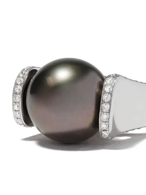 Yoko London 18kt White Gold Tahitian Pearl And Diamond Ring