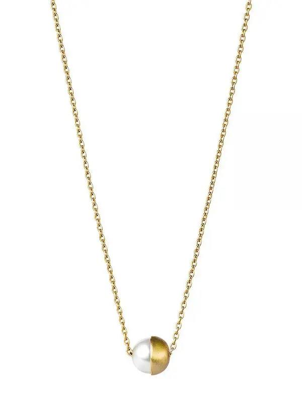 Shihara Half Pearl Necklace 90 - Metallic