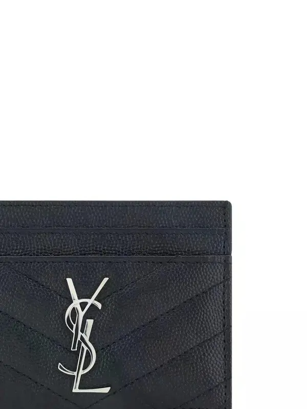 Saint Laurent Cassandre Matelassé Card Holder - Black