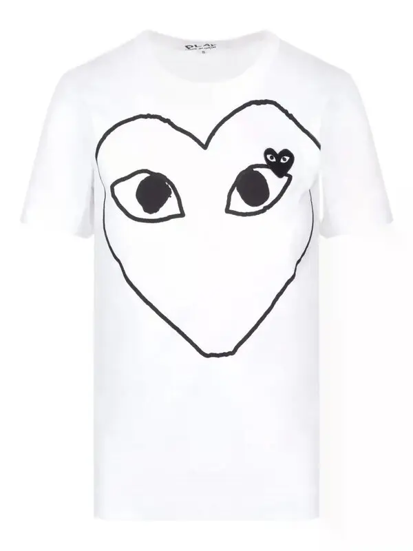 Play Comme Des Garcon Heart-print T-shirt - White