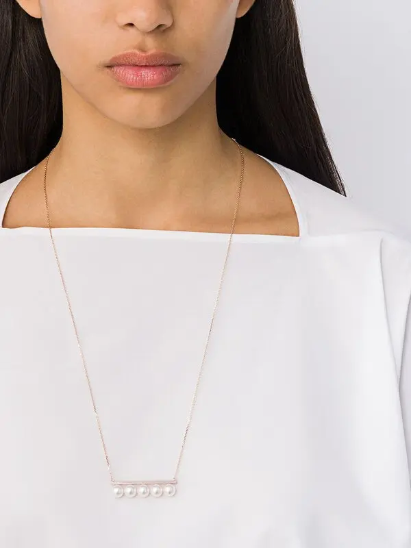 TASAKI 18kt Rose Gold Akoya Pearl Balance Signature Necklace