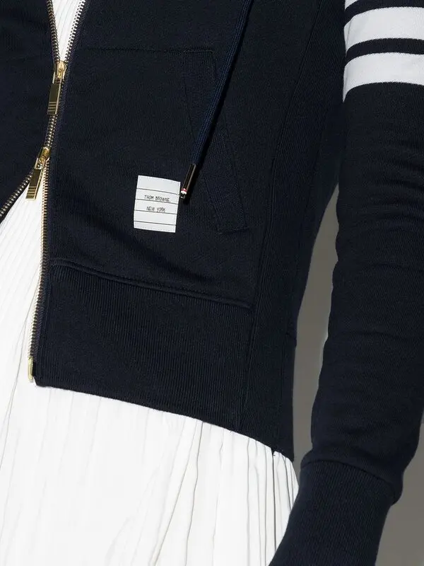Thom Browne 4-bar Zip-fastening Hoodie - Blue