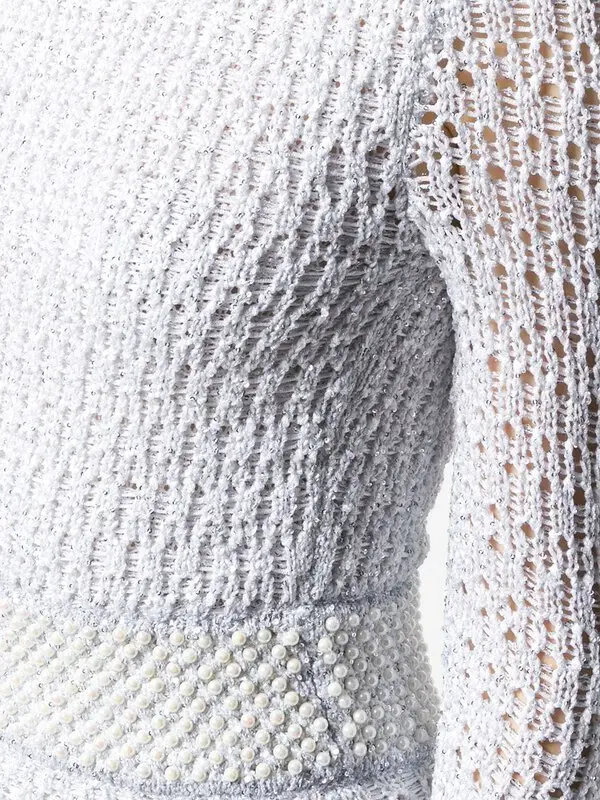 Balmain Pearl And Sequin Embellished Knitted Dress