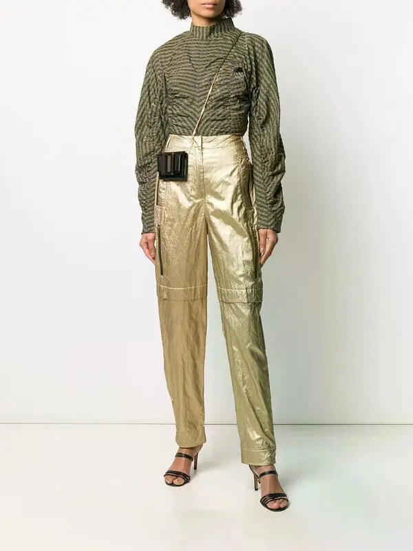 Philosophy Di Lorenzo Serafini Metallic High Waist Trousers