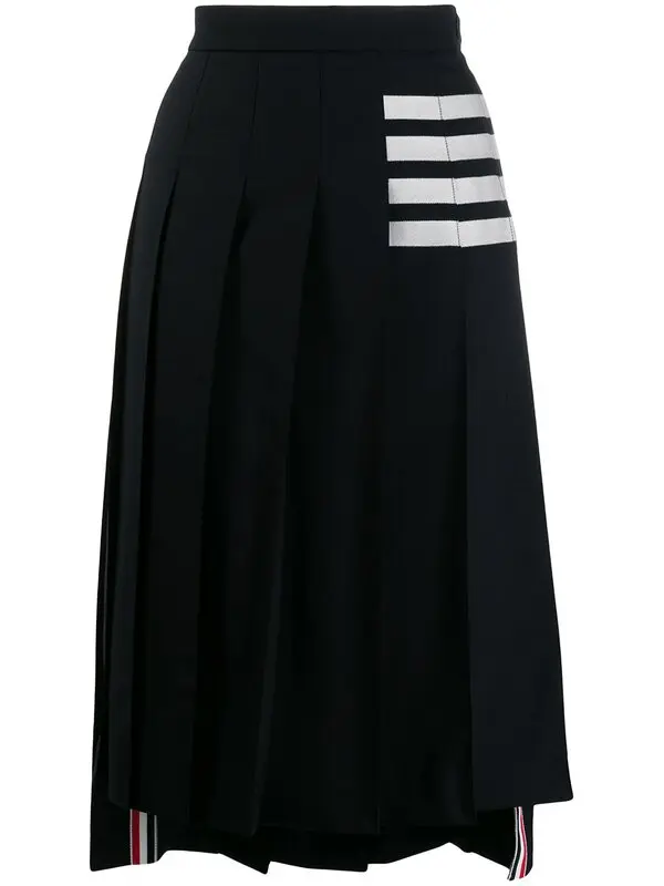 Thom Browne 4-bar Pleated Midi Skirt - Blue