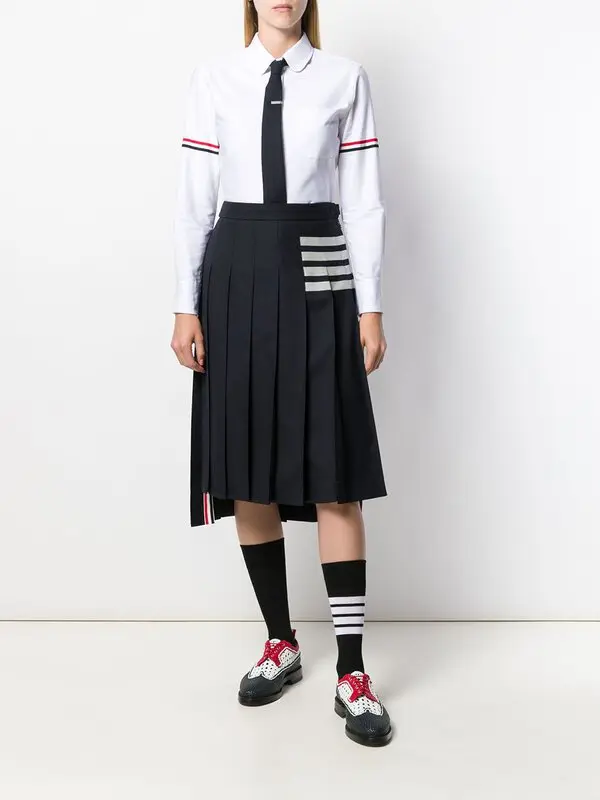 Thom Browne 4-bar Pleated Midi Skirt - Blue