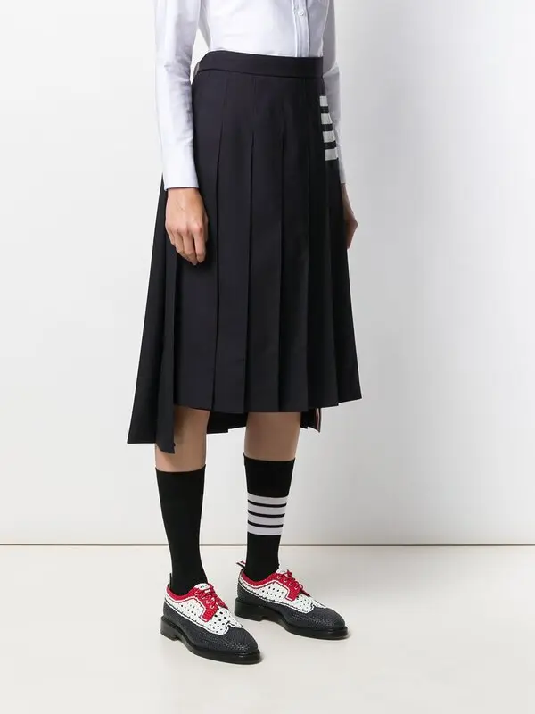 Thom Browne 4-bar Pleated Midi Skirt - Blue