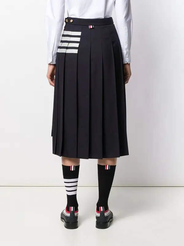 Thom Browne 4-bar Pleated Midi Skirt - Blue