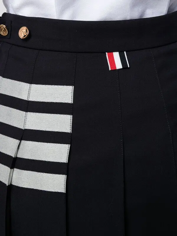 Thom Browne 4-bar Pleated Midi Skirt - Blue