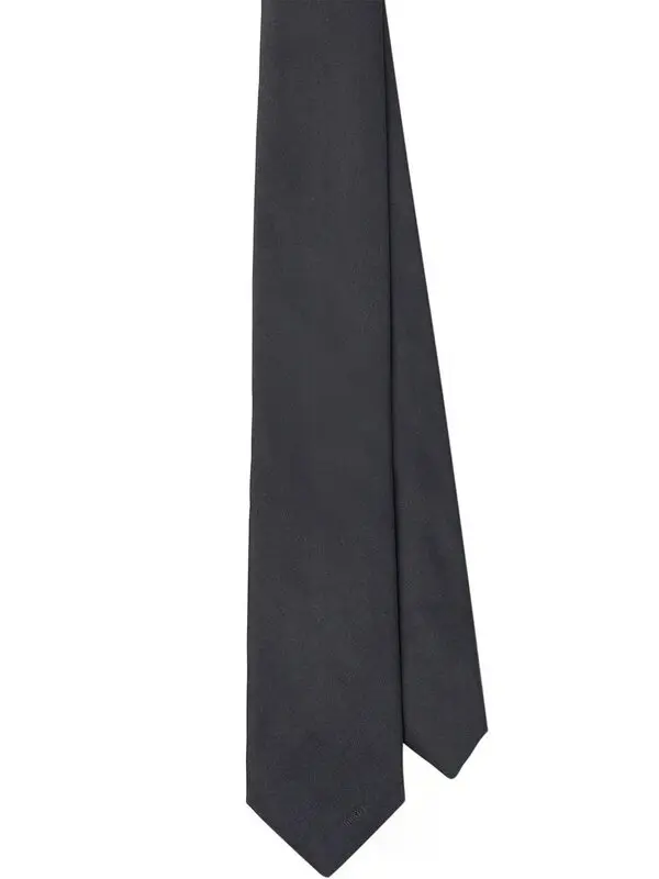Prada Pointed Satin Tie - Grey