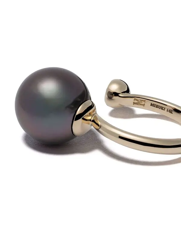 Mizuki 14kt Yellow Tahitian Pearl And Diamond Ring