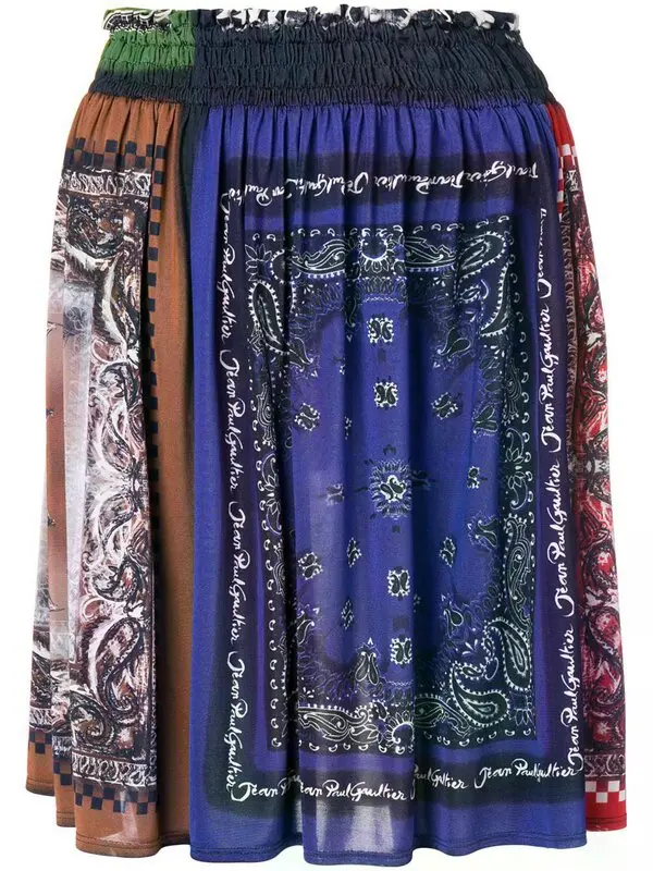 Jean Paul Gaultier Bandana Print Gathered Skirt - Blue