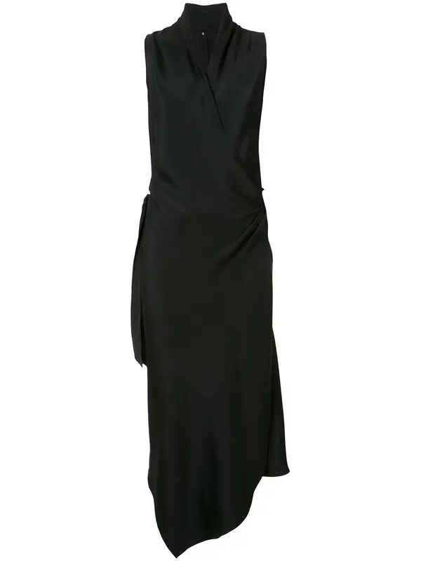 PETER COHEN Victor Wrap Silk Dress - Black