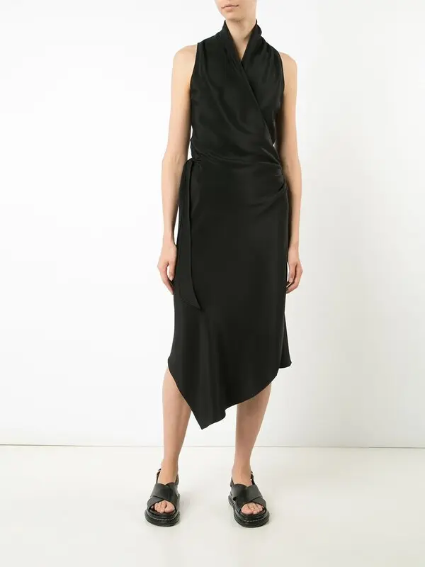 PETER COHEN Victor Wrap Silk Dress - Black