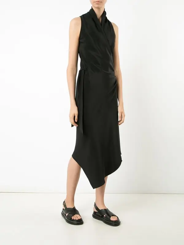 PETER COHEN Victor Wrap Silk Dress - Black