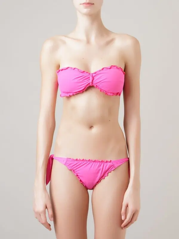 AMIR SLAMA Ruffled Trim Bikini Bottom - Pink