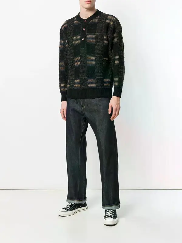 Issey Miyake Checked Buttoned Jumper