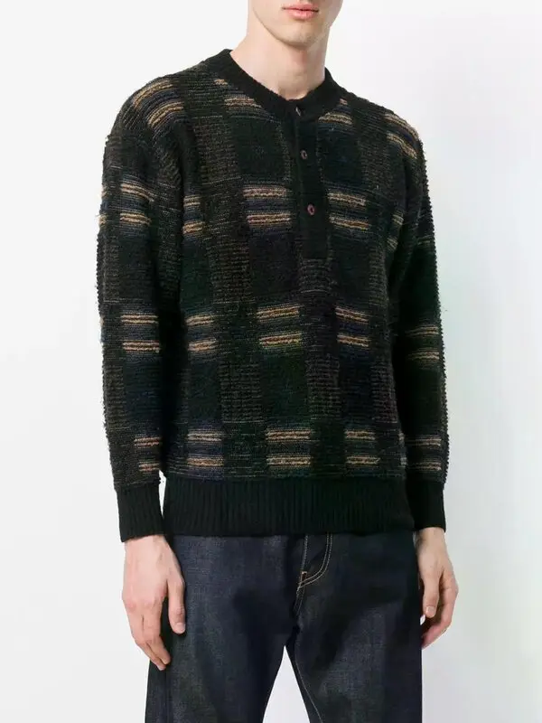 Issey Miyake Checked Buttoned Jumper