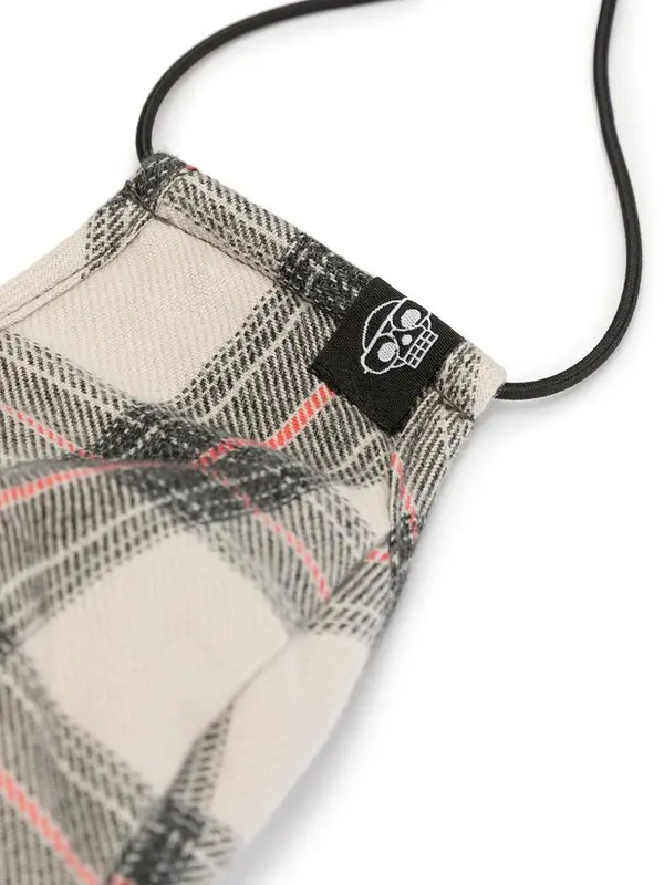 MOSTLY HEARD RARELY SEEN Check Print Face Mask - White