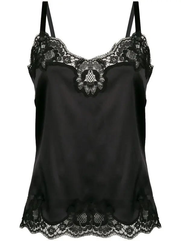 Dolce & Gabbana Lace-trim Satin Camisole Top - Black
