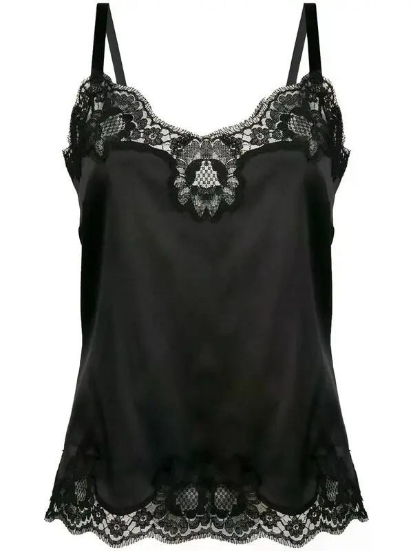 Dolce & Gabbana Lace-trim Satin Camisole Top - Black