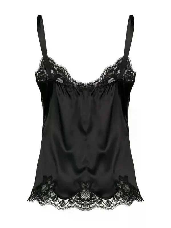 Dolce & Gabbana Lace-trim Satin Camisole Top - Black