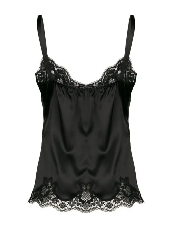 Dolce & Gabbana Lace-trim Satin Camisole Top - Black