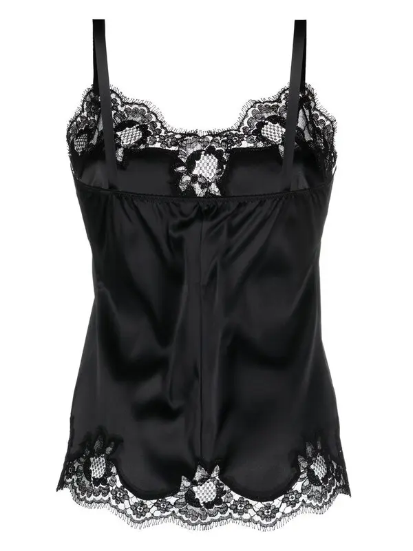 Dolce & Gabbana Lace-trim Satin Camisole Top - Black