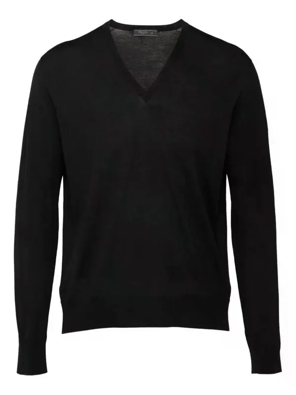 Prada Knitted V-neck Sweater - Black