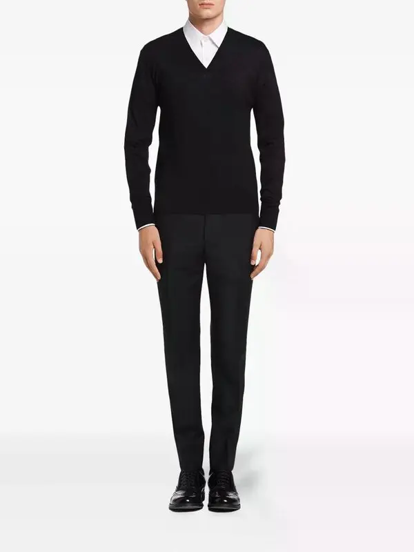 Prada Knitted V-neck Sweater - Black