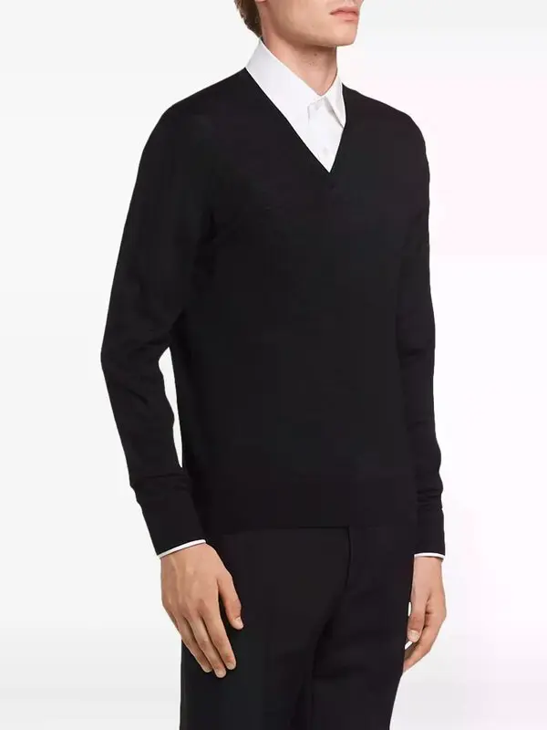 Prada Knitted V-neck Sweater - Black
