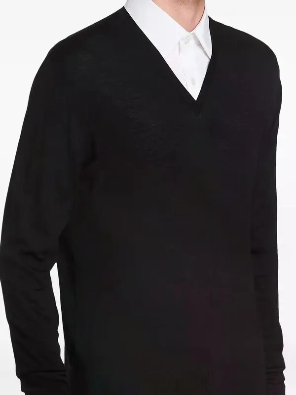 Prada Knitted V-neck Sweater - Black