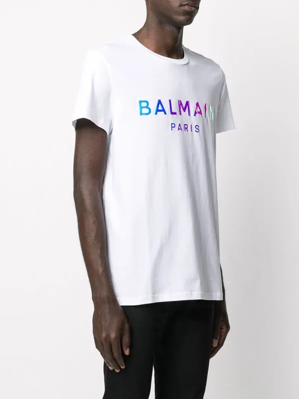 A19435 美品 BALMAIN ホログラムロゴTシャツ 白 XL Balmain Holographic Logo T-Shirt In White - 40% Off | Editorialist