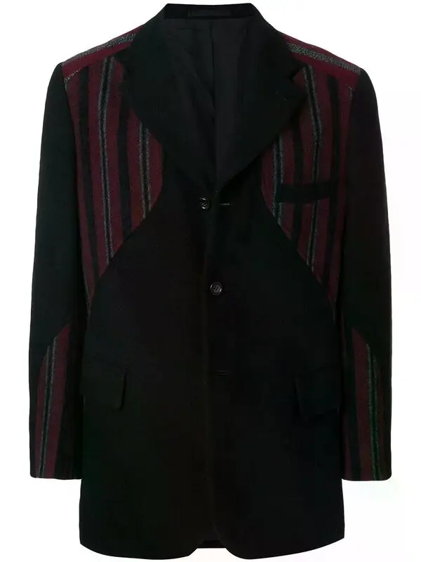 Comme Des Garçons Striped-panel Wool Blazer