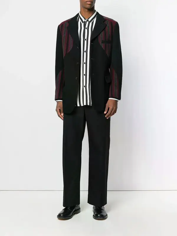 Comme Des Garçons Striped-panel Wool Blazer