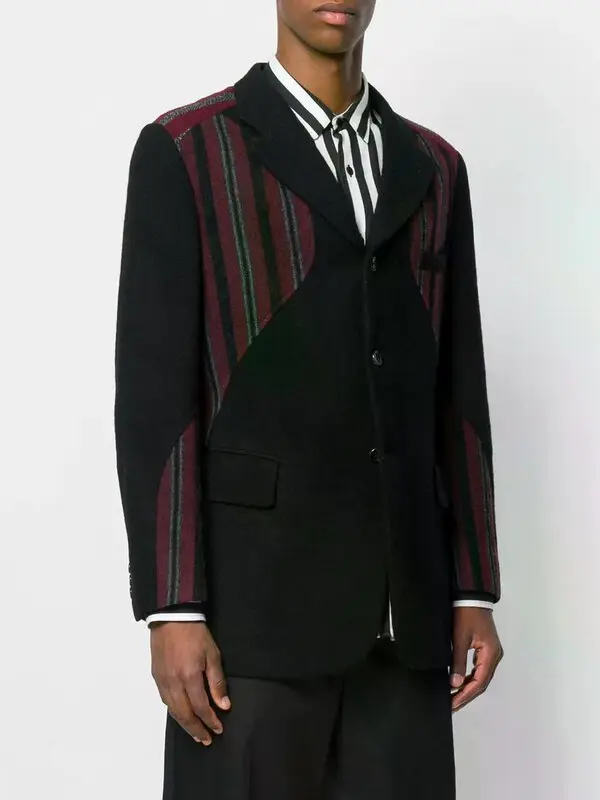 Comme Des Garçons Striped-panel Wool Blazer