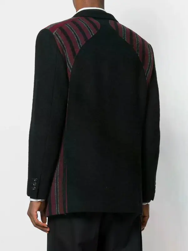 Comme Des Garçons Striped-panel Wool Blazer